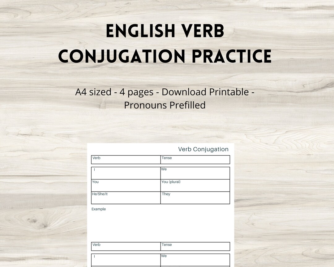 ENGLISH VERB Conjugations Language Learning Study Worksheet Plan ...