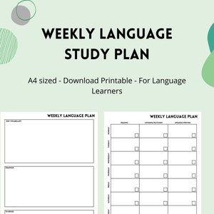 Weekly Language Learning Study Plan | Digital Download | Foreign ...