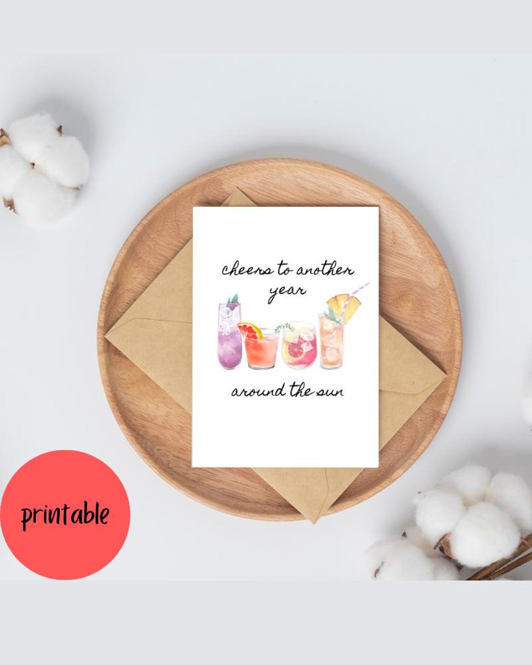 Another Year Around the Sun Birthday Card Cheers Drinks Birthday ...