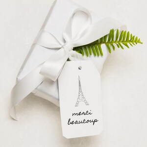 Merci Beaucoup Eiffel Tower Printable Gift Tags | Paris Gift Tags - Etsy