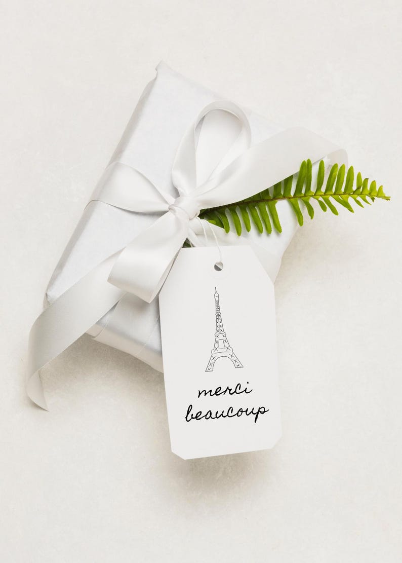 Merci Beaucoup Eiffel Tower Printable Gift Tags | Paris Gift Tags - Etsy