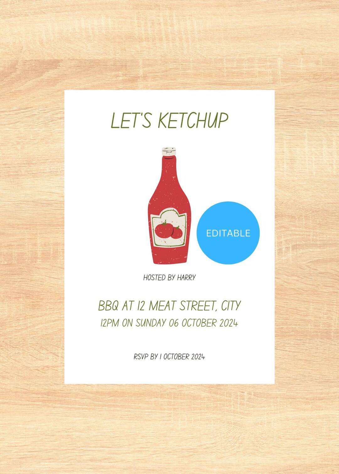 Let's Ketchup BBQ Dinner Invitation Summer Catch up Editable - Etsy