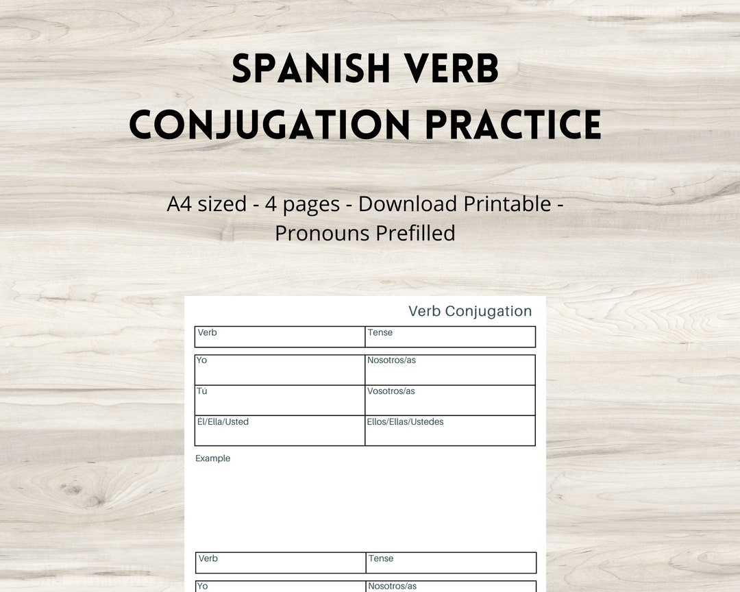 SPANISH VERB CONJUGATION Worksheet Study Tenses and Verbs Plan Language ...