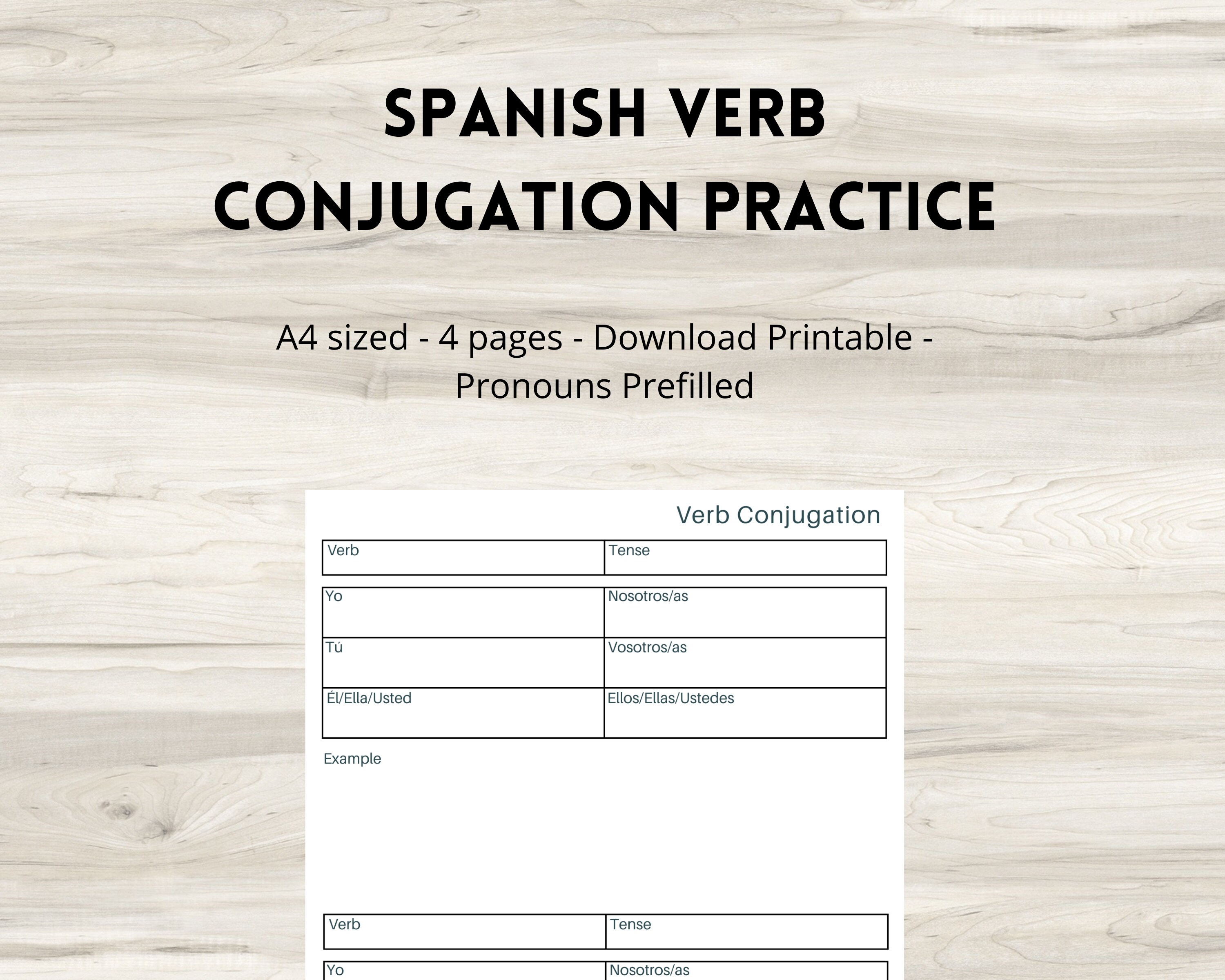 SPANISH VERB CONJUGATION Worksheet Study Tenses and Verbs Plan Language ...