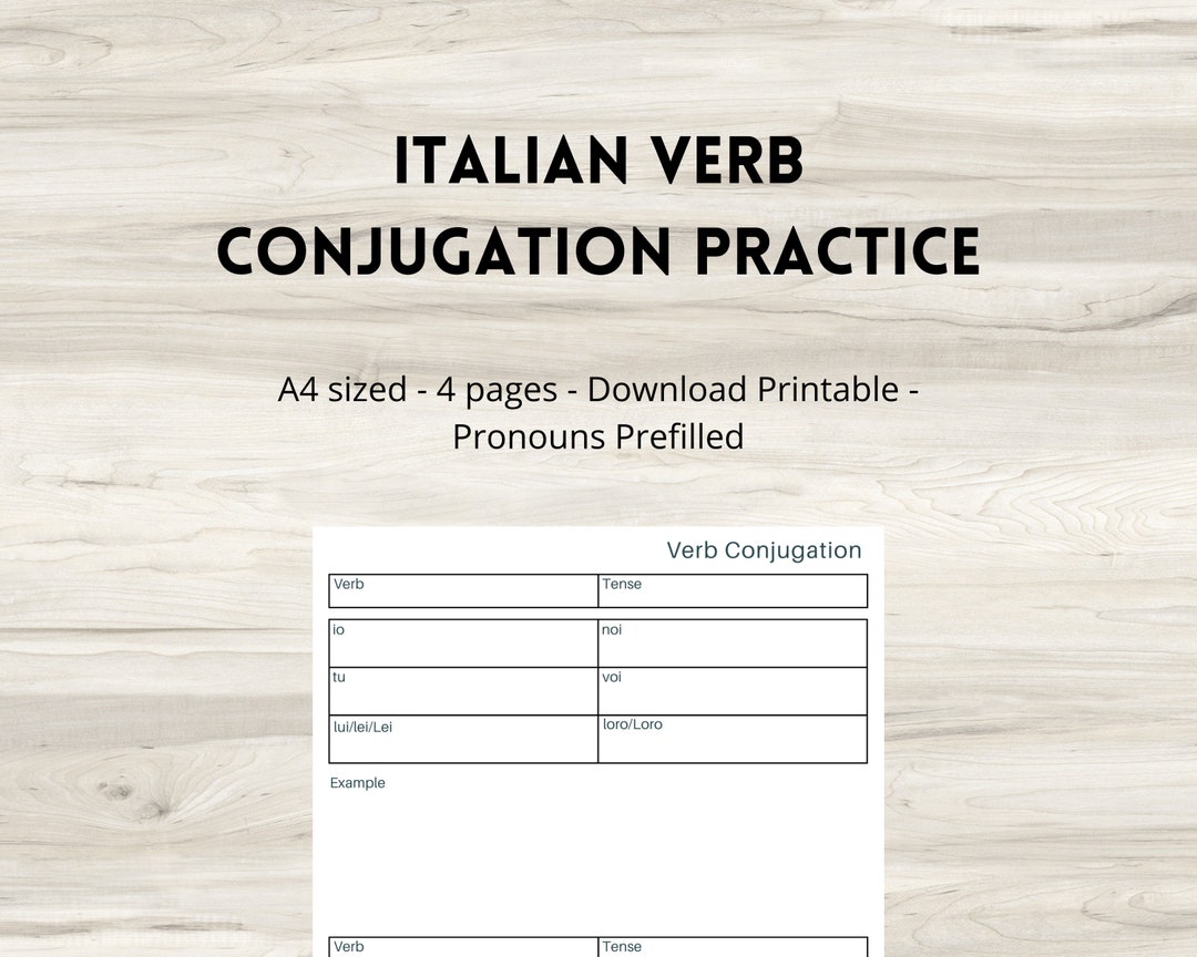 ITALIAN VERB CONJUGATION Worksheet Study Tenses and Verbs Language ...