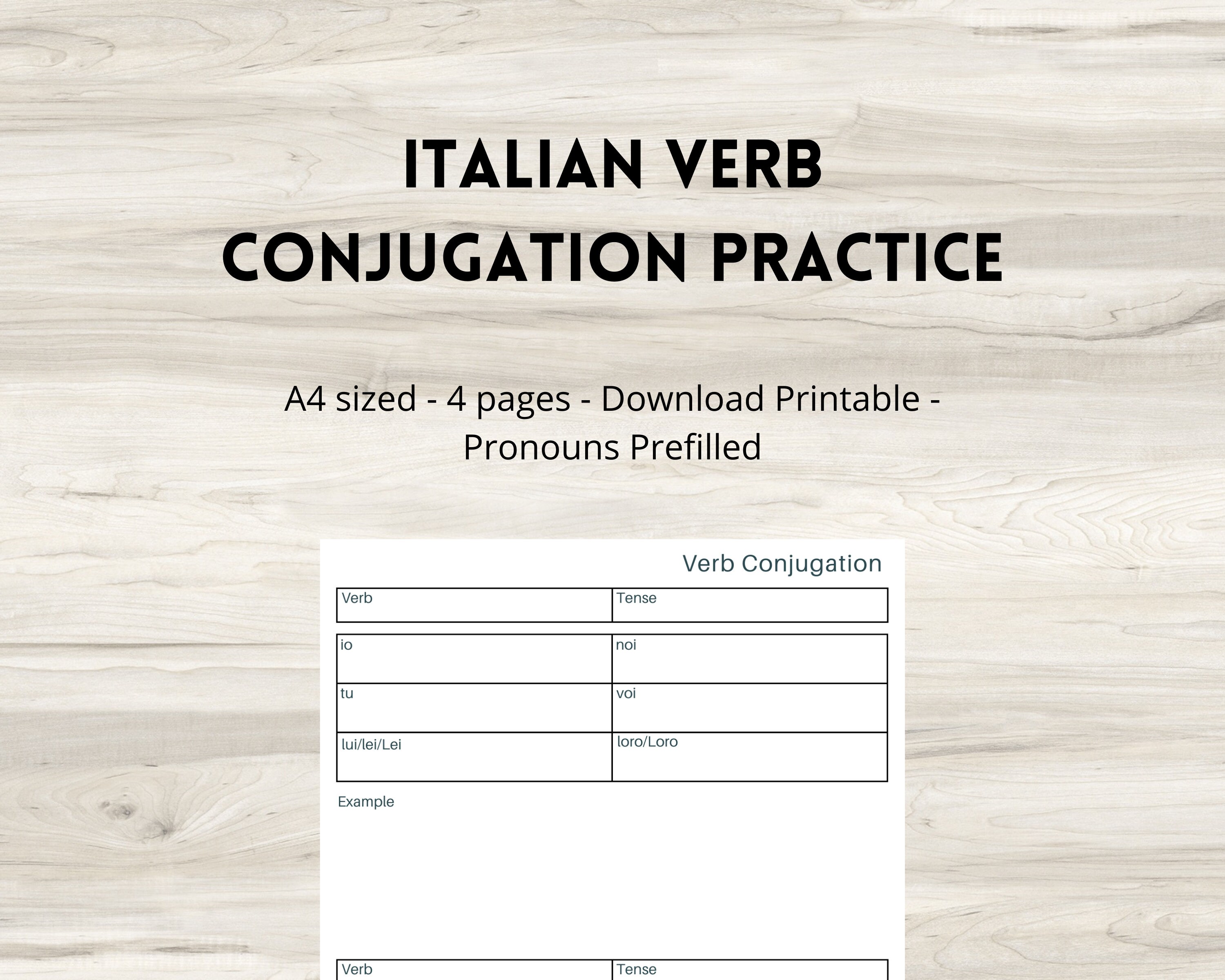 ITALIAN VERB CONJUGATION Worksheet Study Tenses and Verbs Language ...