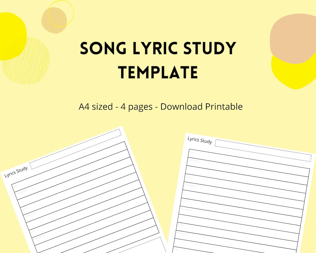 Song Lyrics Language Study | Printable A4 Study Sheets - Etsy