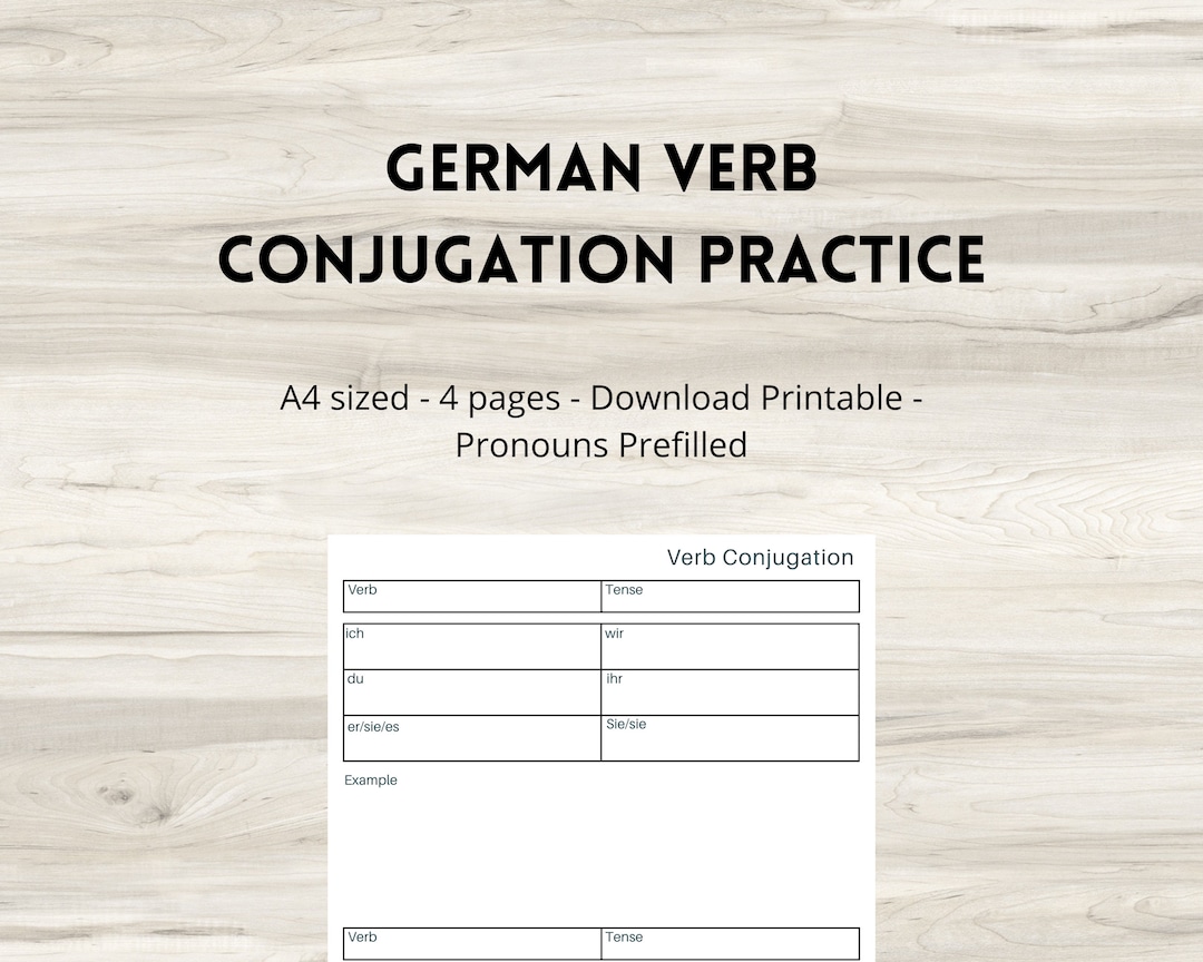 GERMAN VERB CONJUGATION Worksheet Study Tenses and Verbs Language ...