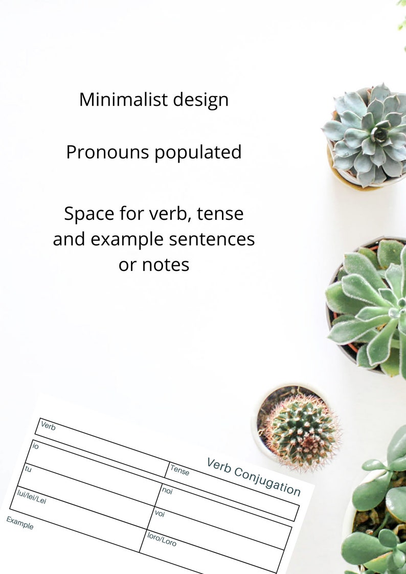 ITALIAN VERB CONJUGATION Worksheet Study Tenses and Verbs | Etsy
