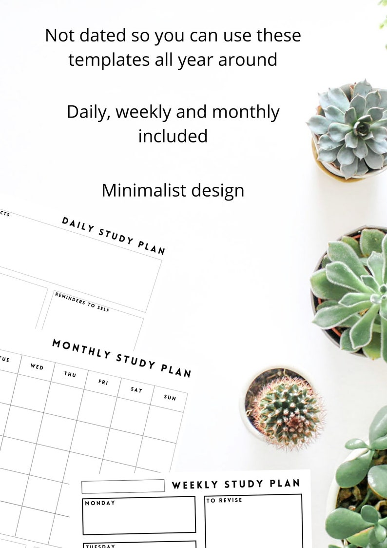 DAILY WEEKLY MONTHLY | Study Planner for Students Minimalist Goals to ...