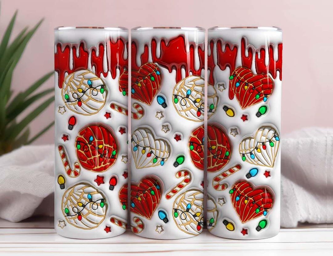 3D Christmas Conchas Cafecito Y Chisme Inflated Tumbler Wrap, Concha ...