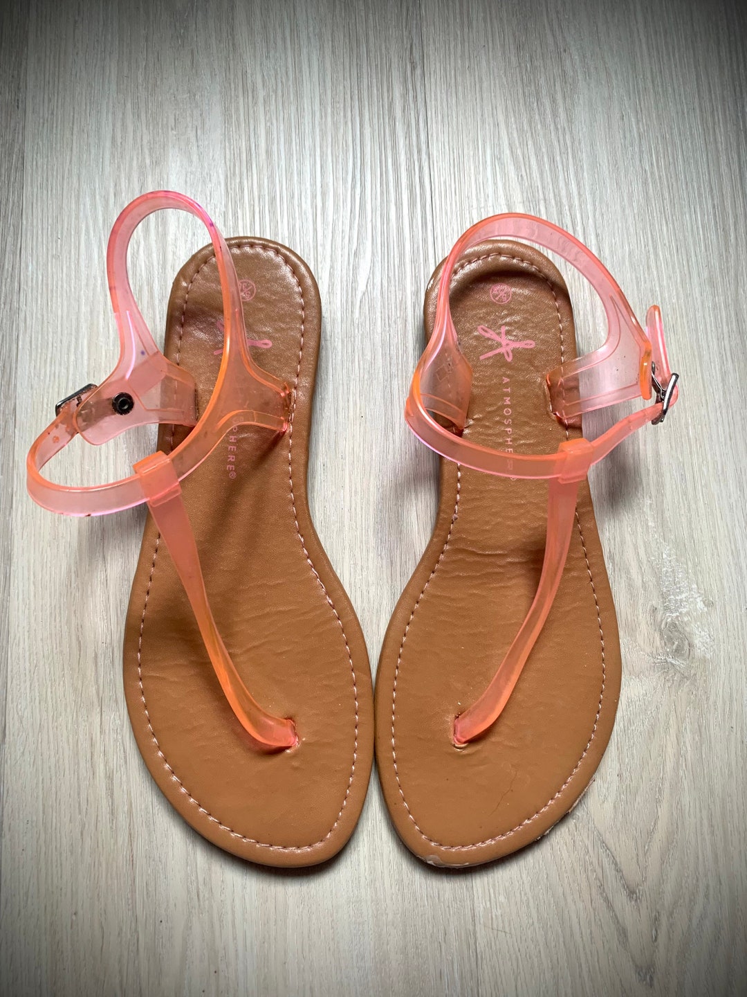 Vintage Pink Leather Sandals, Second Hand Leather Flip Flops, 90’s ...