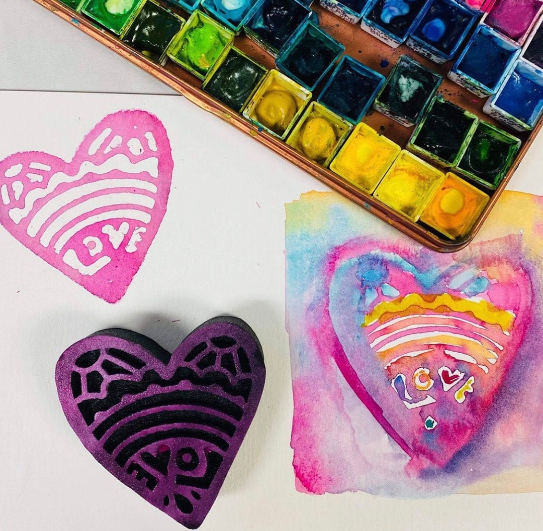 Love Heart - Foam Stamp - Etsy