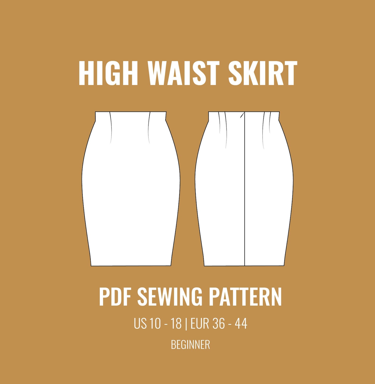 High Waist Pencil Skirt PDF Sewing Pattern for Woven Fabric | Etsy