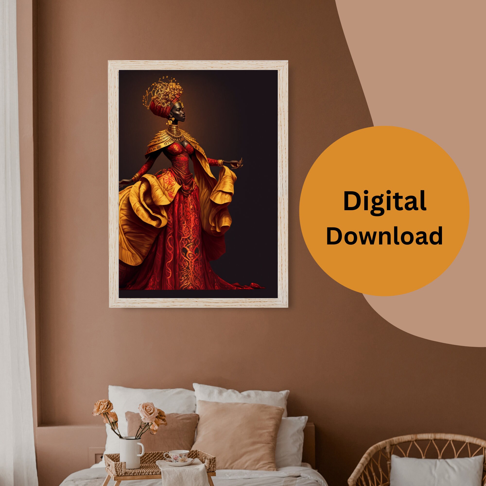 NUBIAN QUEEN, Digital Download Wall Art Trendy, Midjourney, Black ...