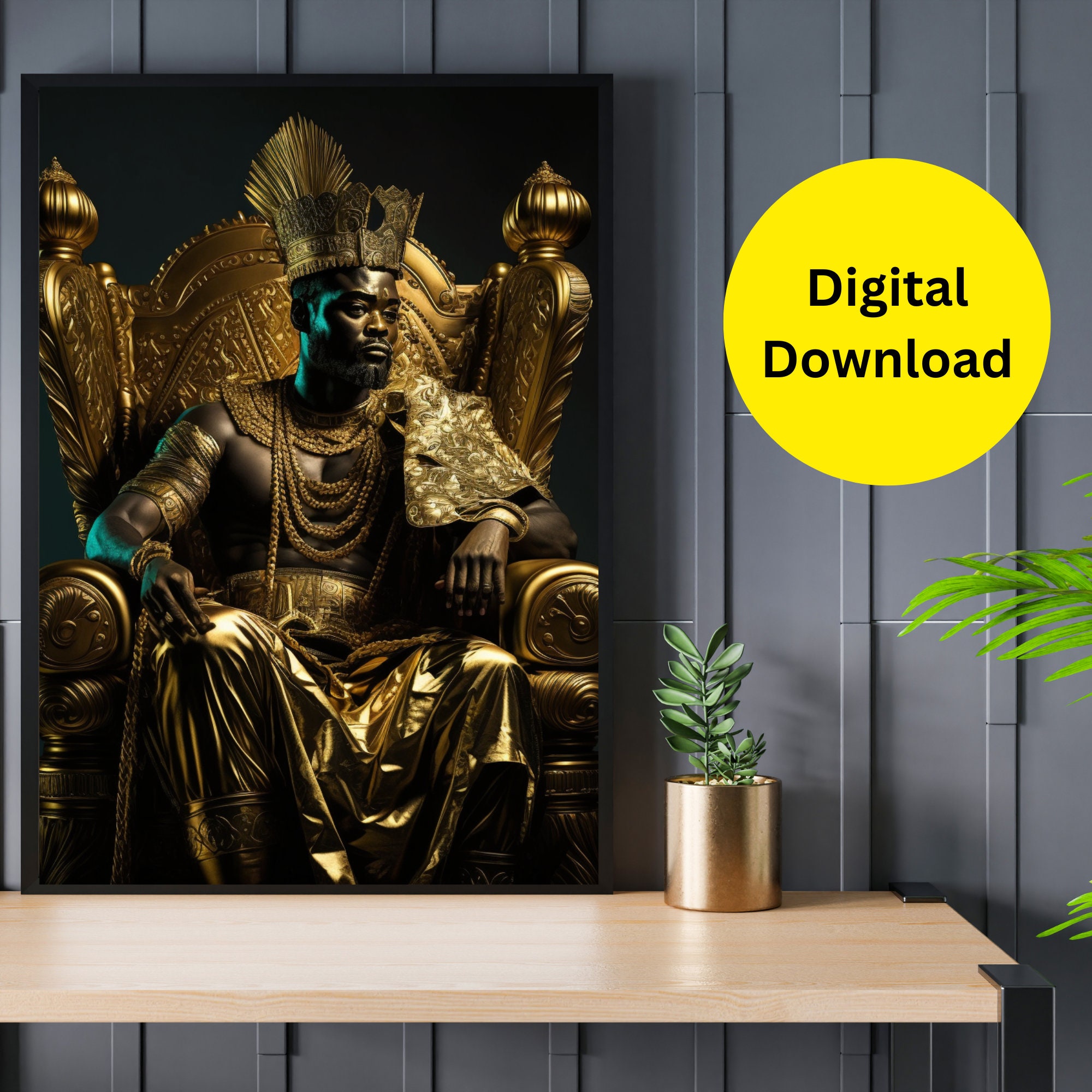African King, Digital Download Wall Art Trendy, Midjourney, Black ...