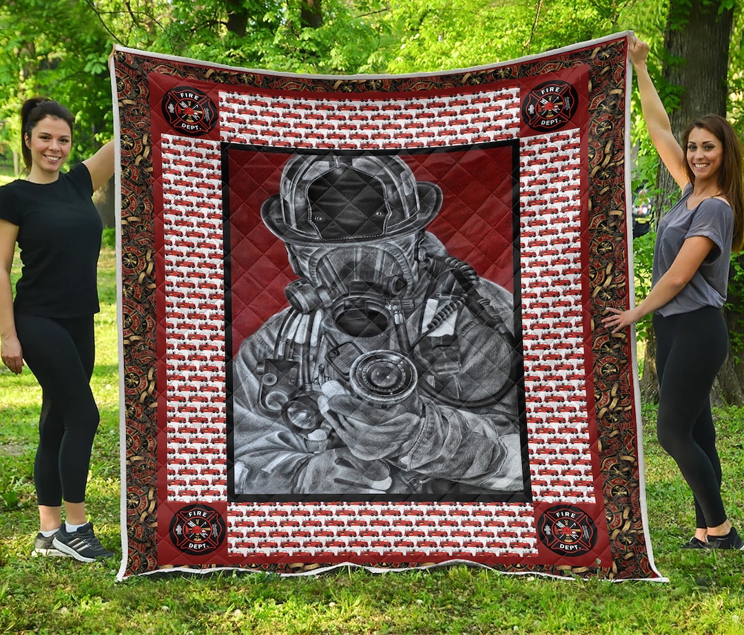 Firefighter Quilt / Firefighter Xmas Quilt / Gift for Firefighter ...
