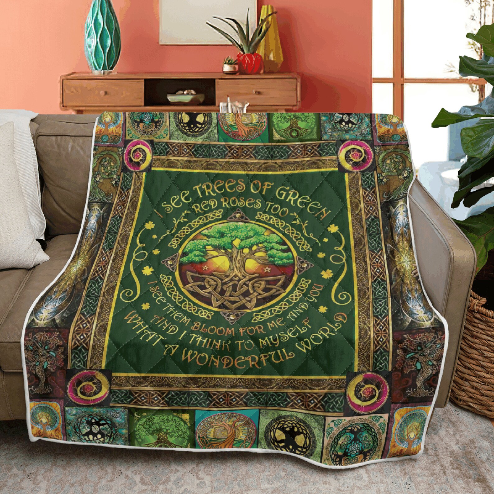 Irish Tree of Life Celtic Quilt the Celtic Knot Tree of Life - Etsy