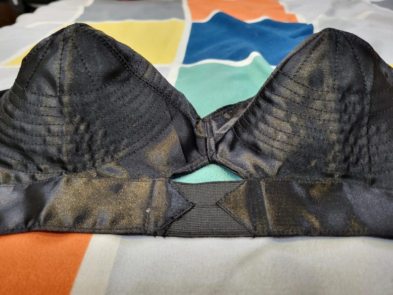 Vintage Style Bullet Bra - Black Satin Conical Bra With Signature ...