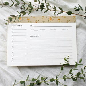 Printable Recipe Card | Vintage Flower Recipe Cards 4x6 | Instant ...