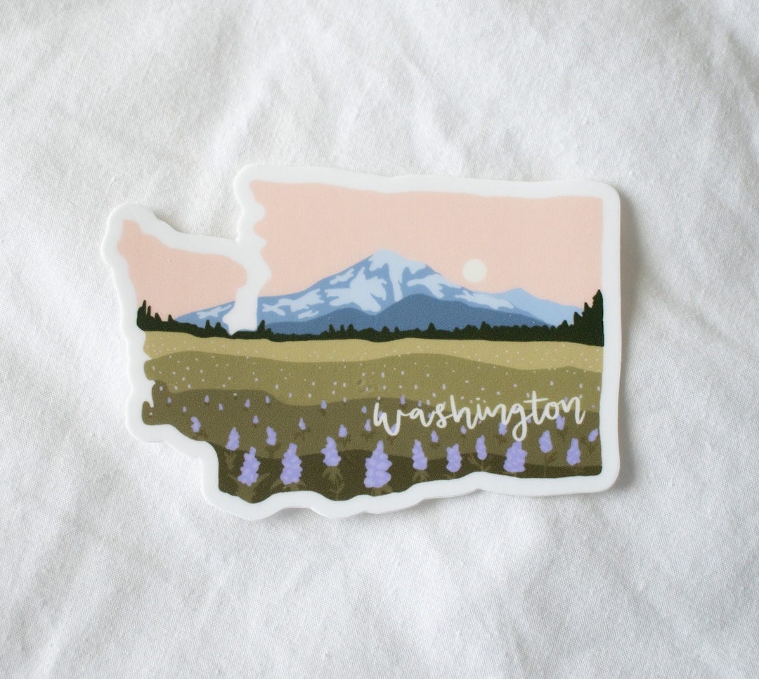 Washington State Sticker | State Sticker | Mount Rainier | Waterproof ...