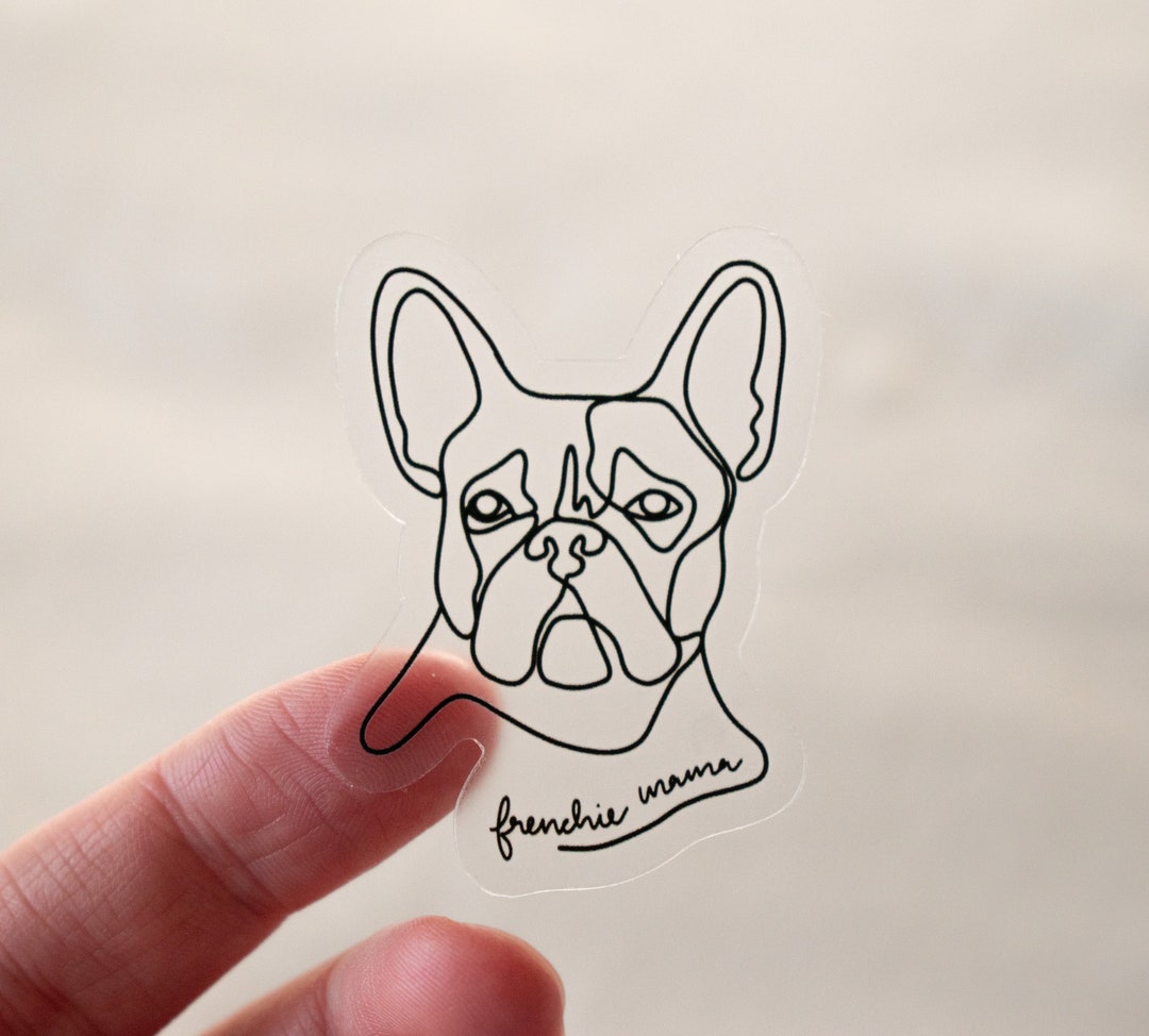 Frenchie Mama Sticker: Line Art French Bulldog, Waterproof Clear Decal ...
