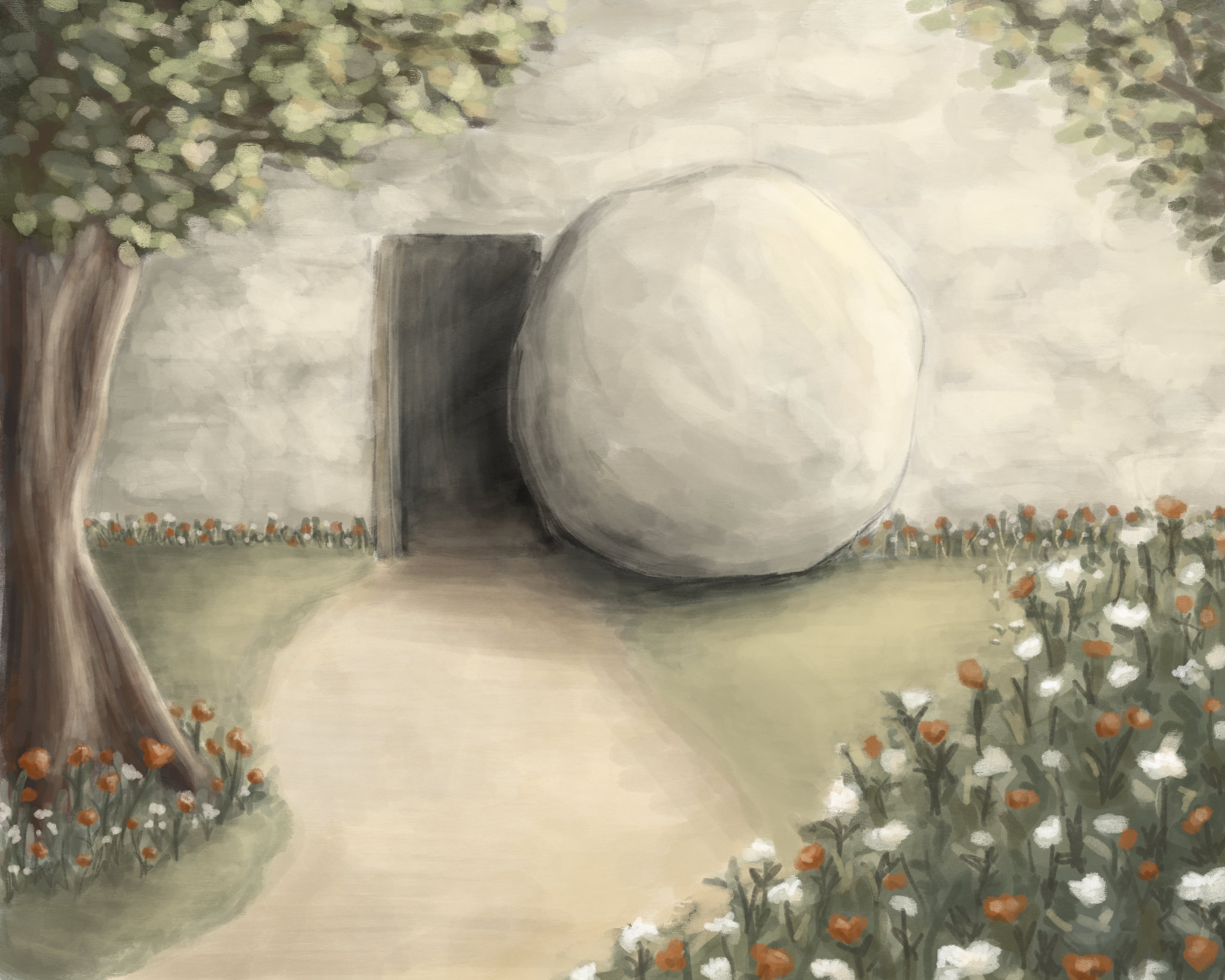 The Empty Tomb Jesus Garden Tomb Easter Art He is Risen Religious Art ...