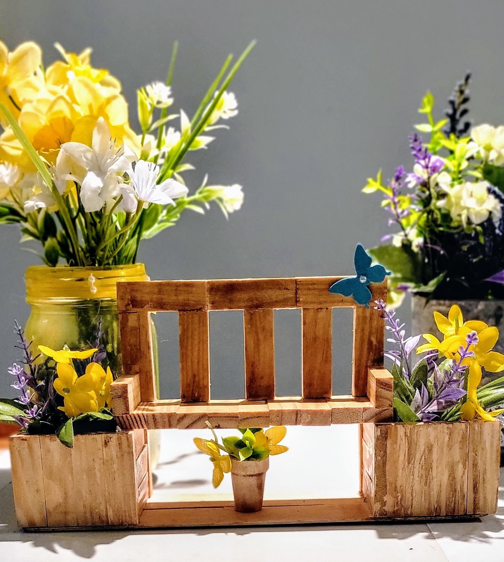 Unique Mini Bench With Planters - Etsy