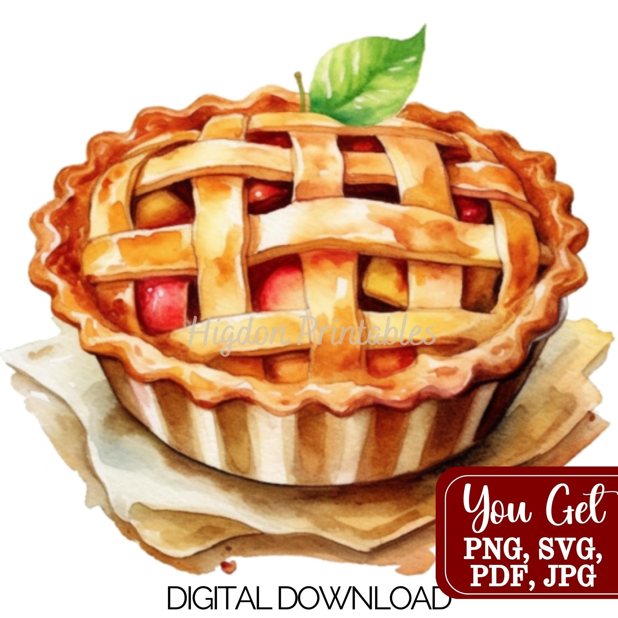 Watercolor Apple Pie Clipart Fall Clipart Watercolor - Etsy