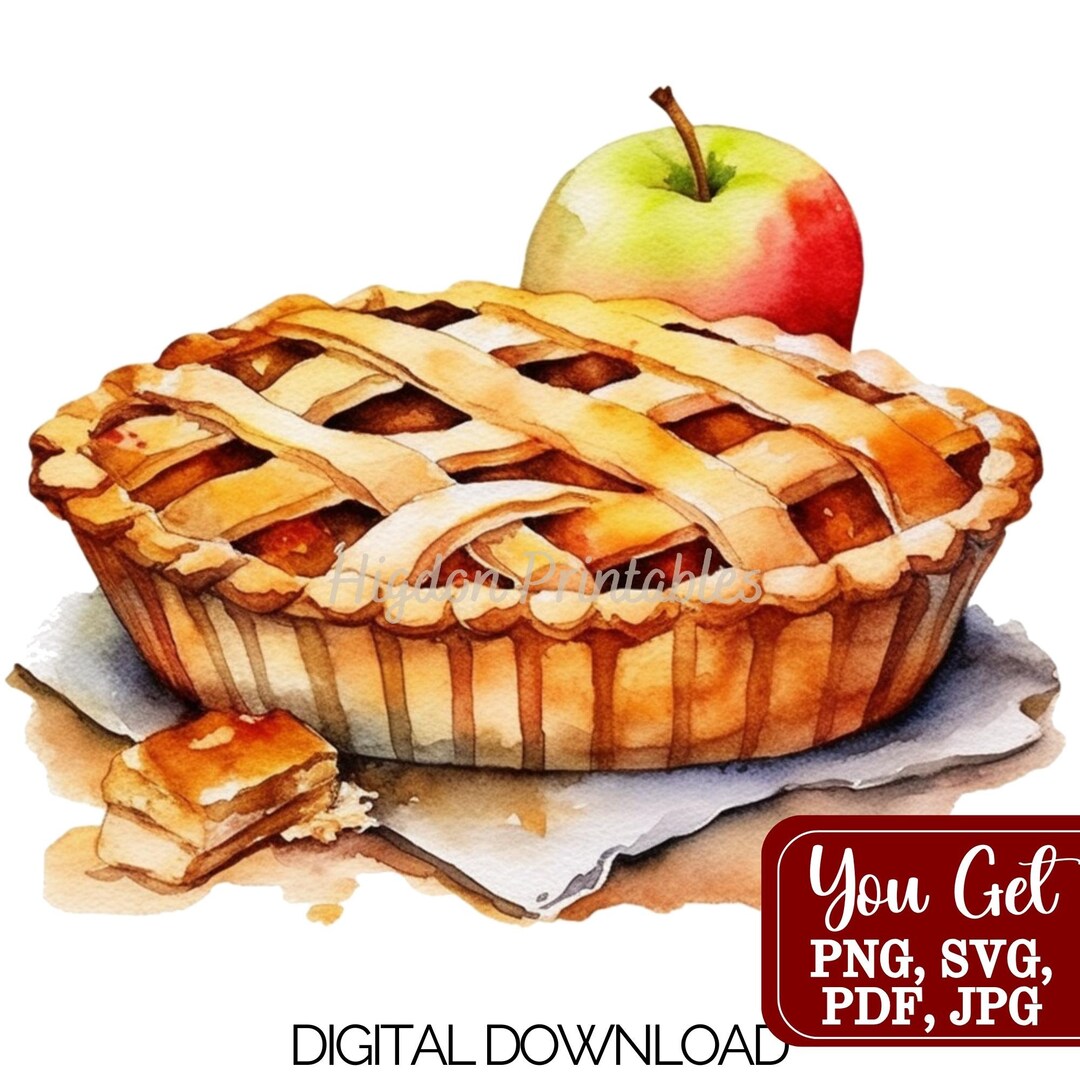 Watercolor Apple Pie Clipart Fall Clipart Watercolor - Etsy