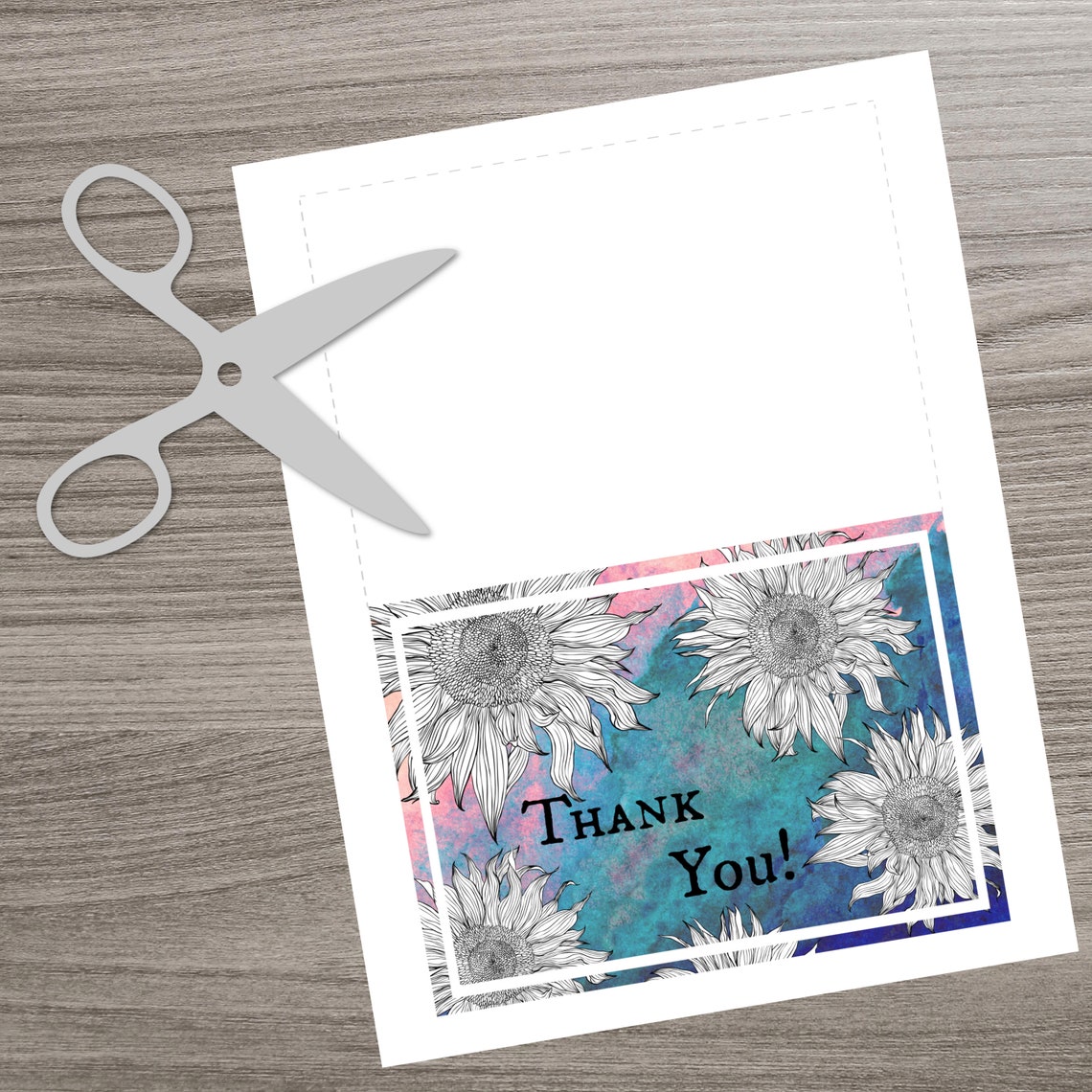 Printable Foldable Thank You Card INSTANT DOWNLOAD Sunflower - Etsy