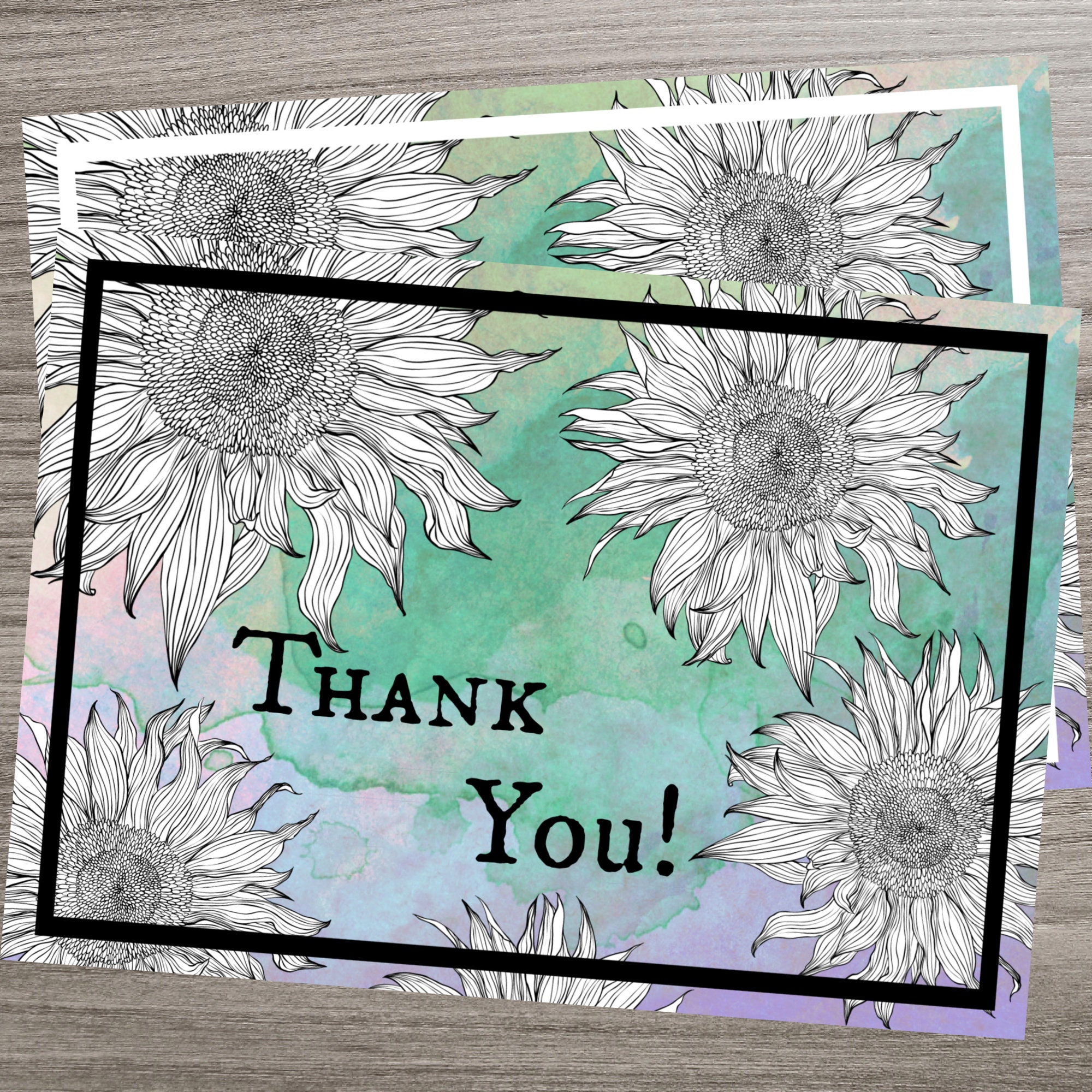 Printable Foldable Thank You Card, INSTANT DOWNLOAD, Sunflower Floral ...