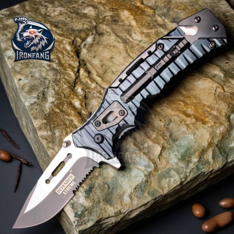 8.25 Military Defender Xtreme Spring Assisted Folding Vintage Pocket ...