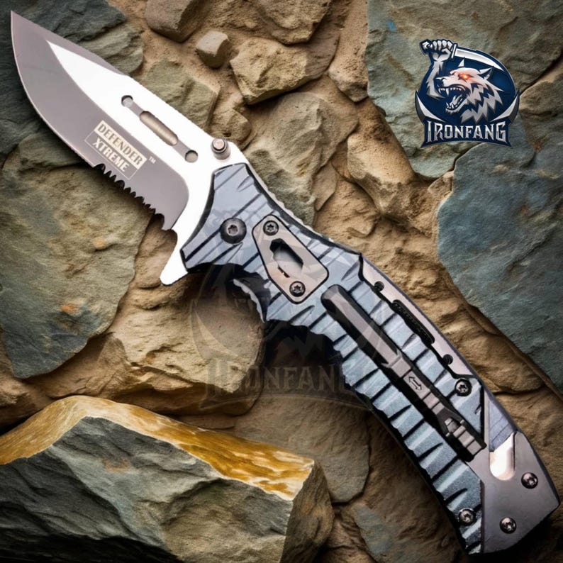 8.25" Military Defender Xtreme Spring Assisted Folding Vintage Pocket ...