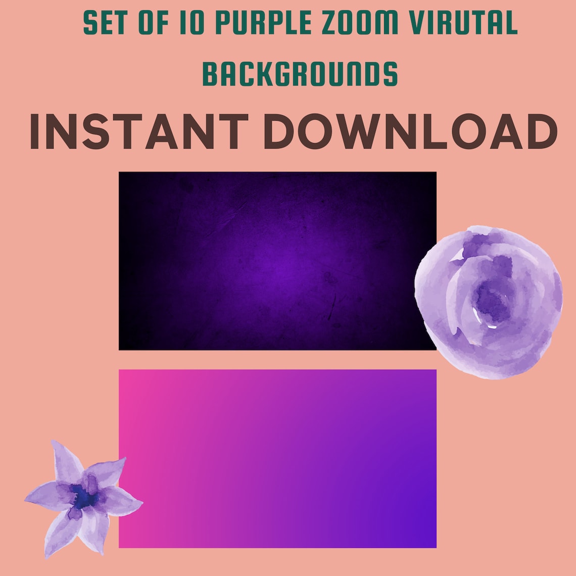 Set of 10 Purple Zoom Digital Virtual Backgrounds-Perfect for | Etsy