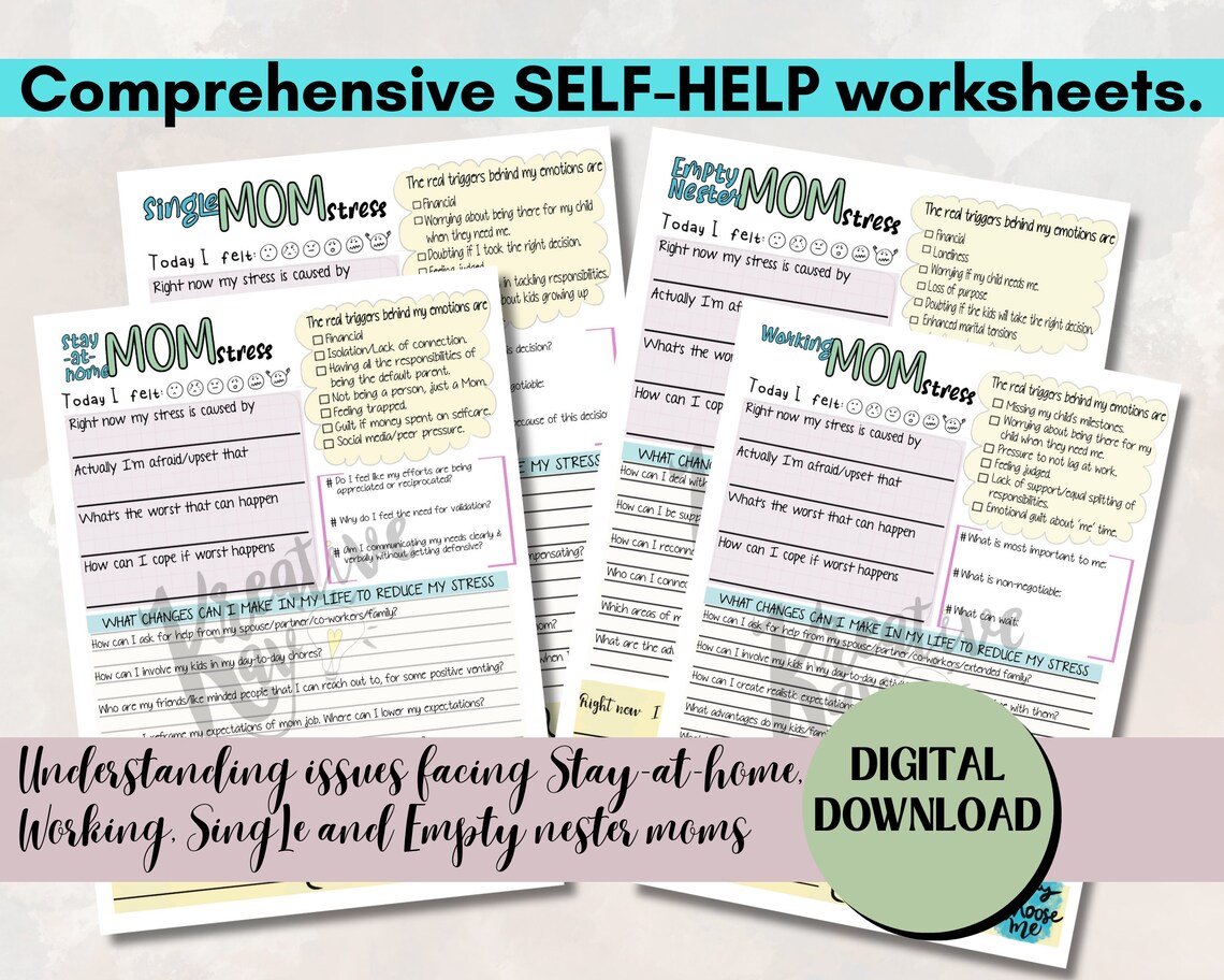 Therapy Worksheet for Moms, Mom Guilt, Mom Burnout, Mom Self Help, Self ...