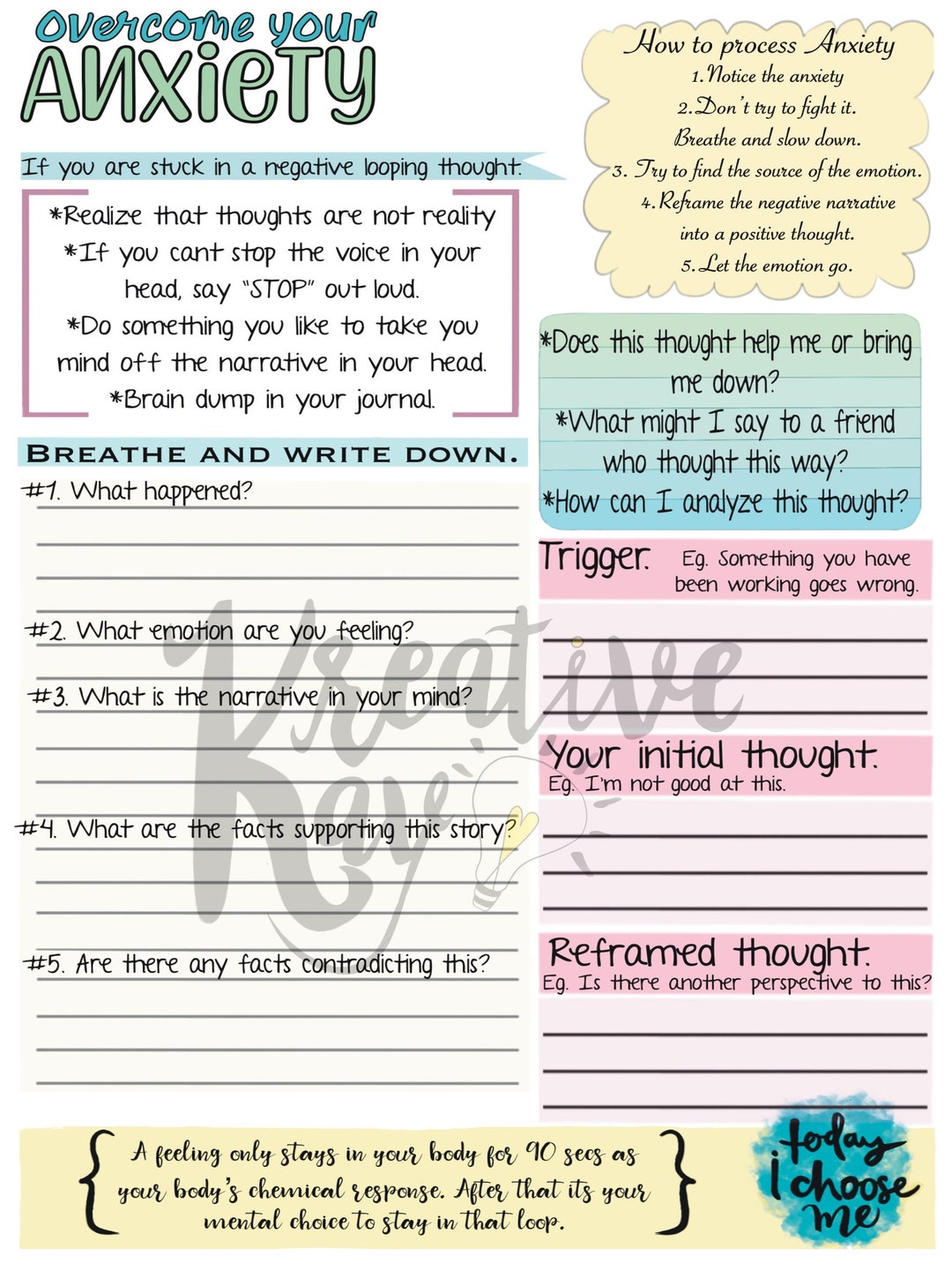 Anxiety Worksheet, Worksheets for Therapy, Self Help, Self Care. - Etsy