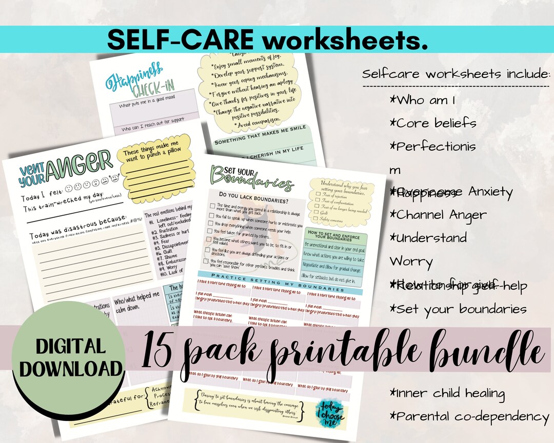 Selfhelp Therapy Worksheets to Understand Anxiety,perfectionism,inner ...