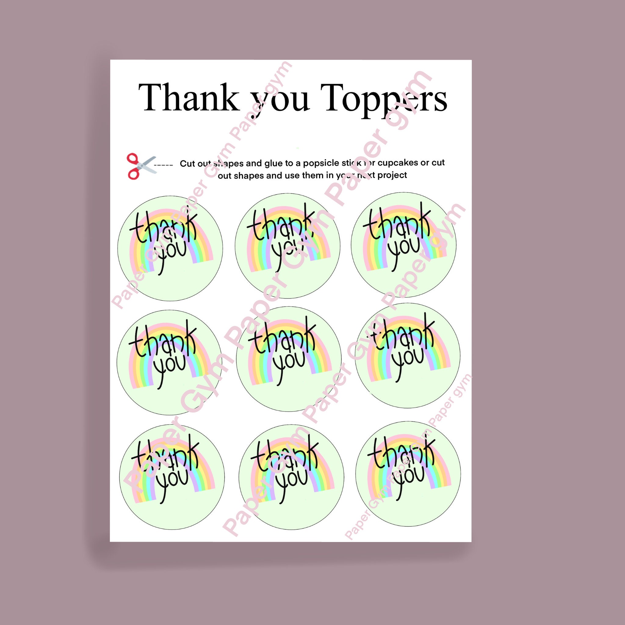 Thank You Toppers, Stickers, Tags, Labels Printed DIY Tags Printable ...