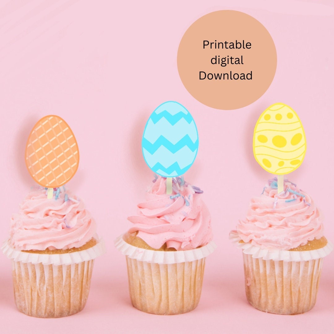 Printable Easter Toppers, Rainbow Easter Toppers, Easter Cupcake ...