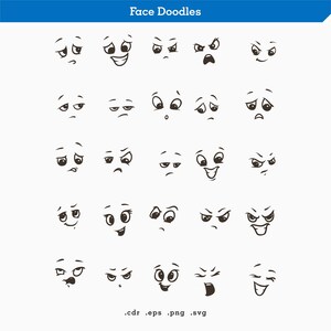 Face Doodles SVG Digital Vector Set - Etsy