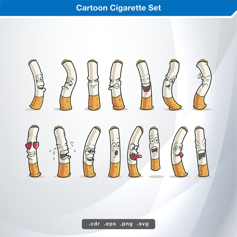 Cartoon Cigarette Set SVG Digital Vector Set - Etsy