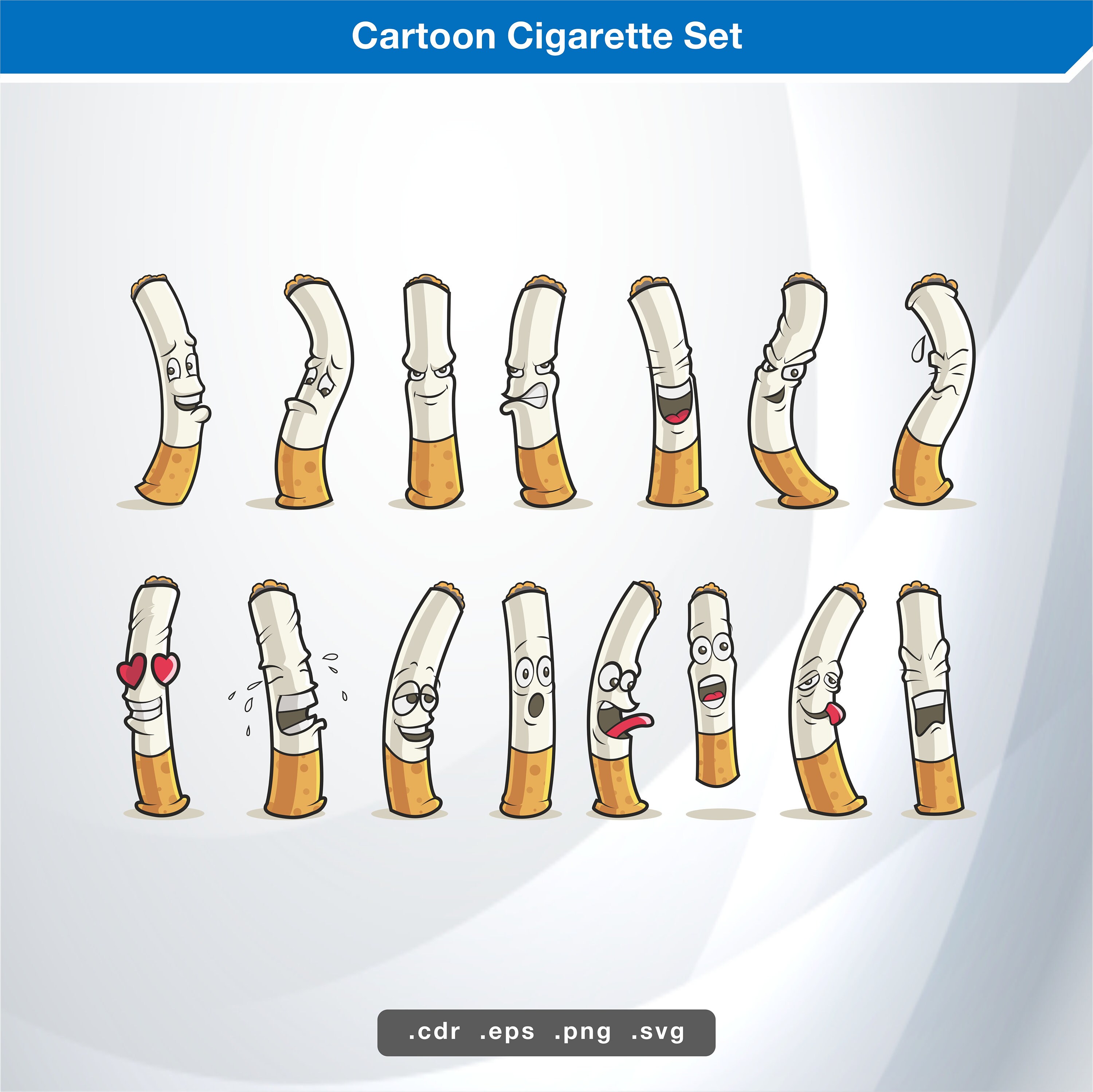 Cartoon Cigarette Set SVG Digital Vector Set - Etsy