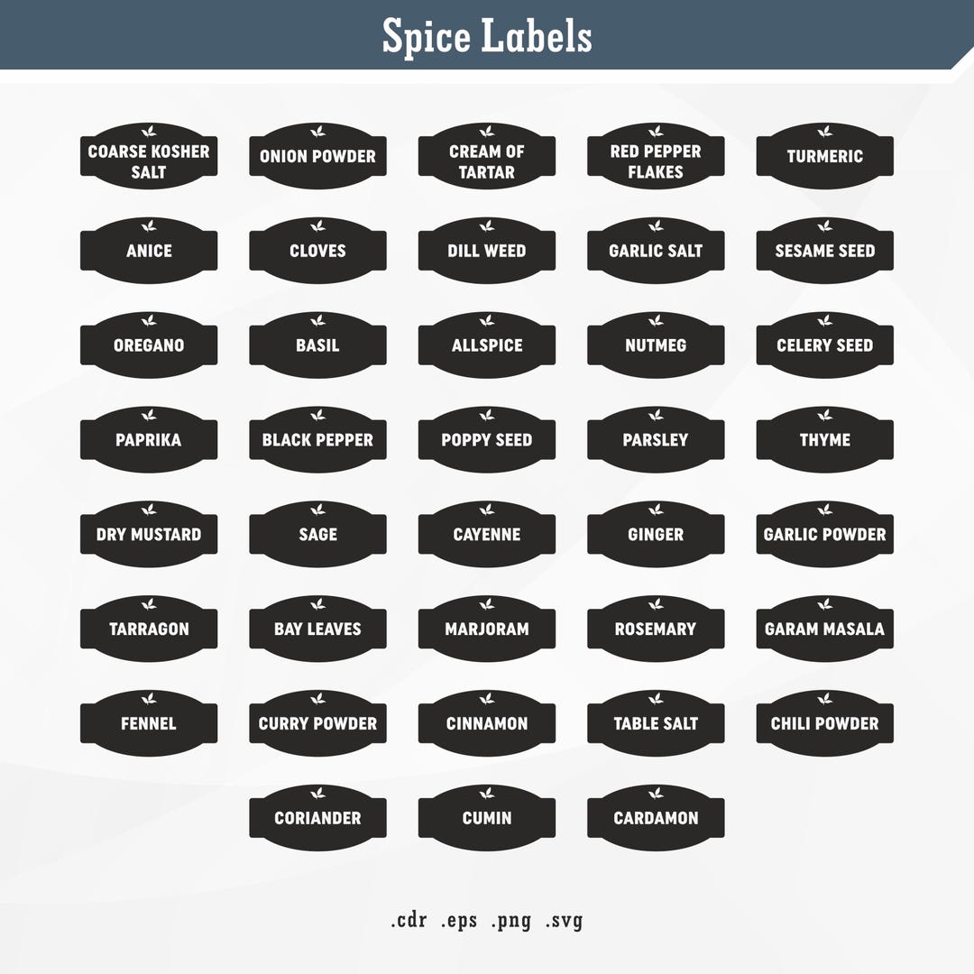 Spice Label SVG | Digital Vector - Etsy
