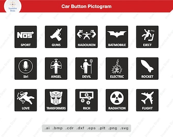 Funny Car Button Stickers - Etsy UK