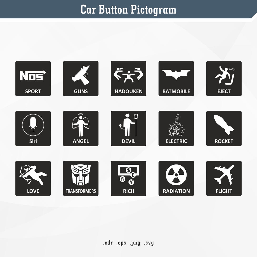 Car Button Pictogram | SVG Digital Vector - Etsy UK
