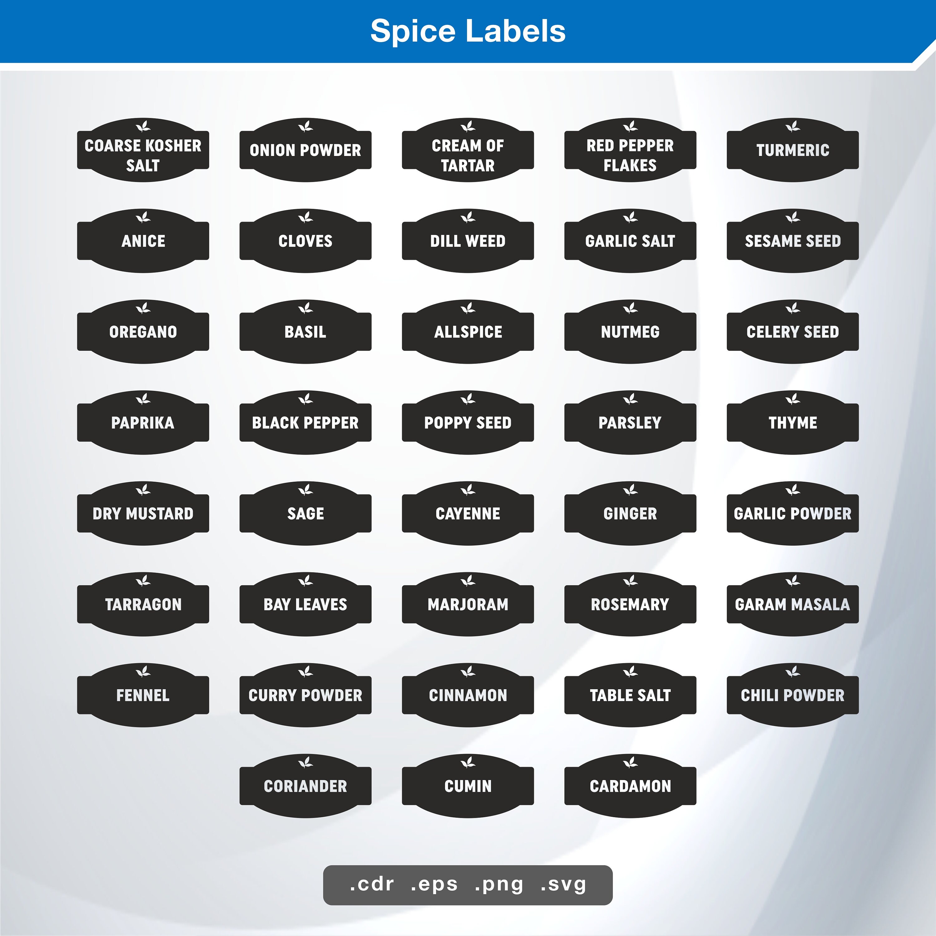 Spice Label SVG Digital Vector - Etsy