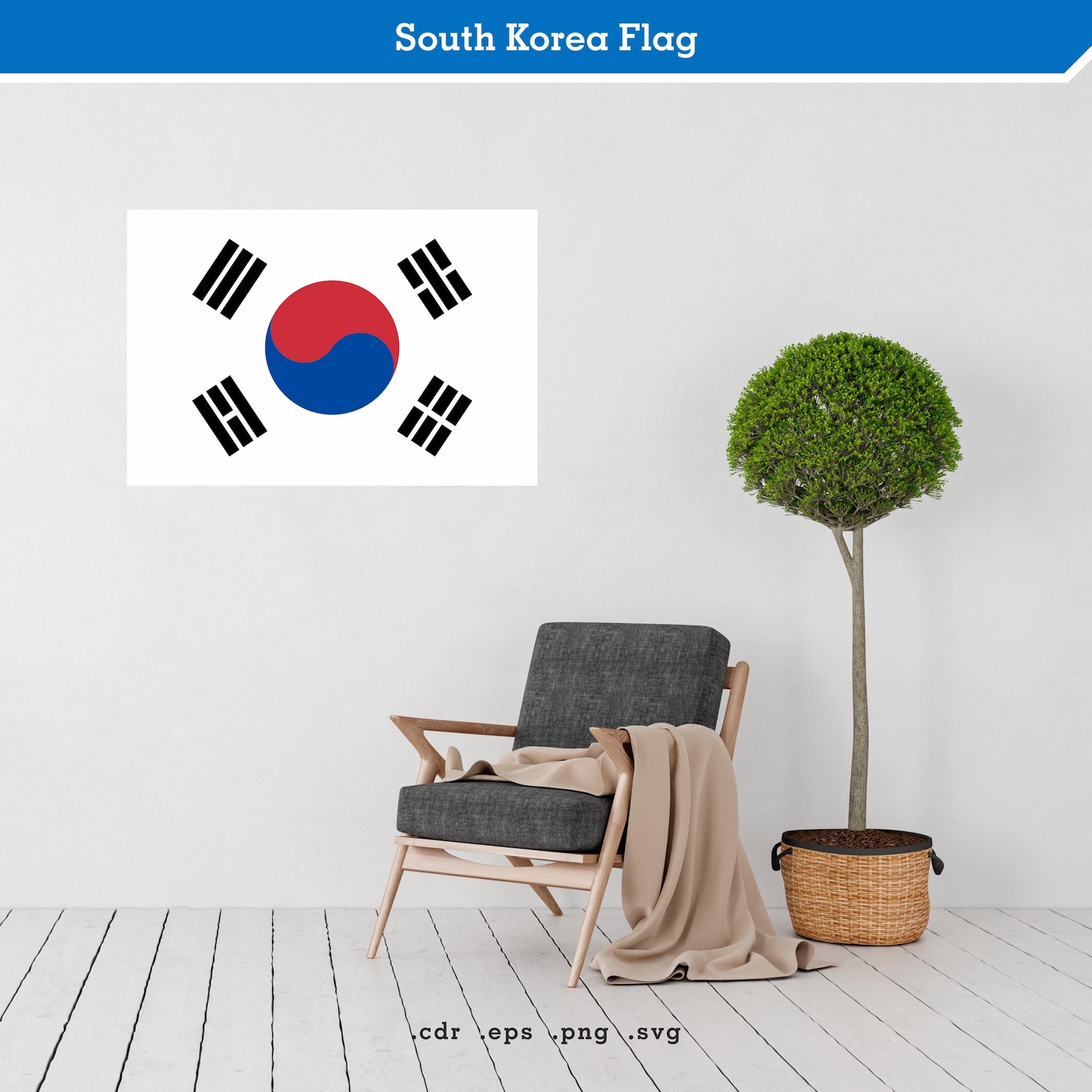 South Korea Flag SVG Digital Vector - Etsy