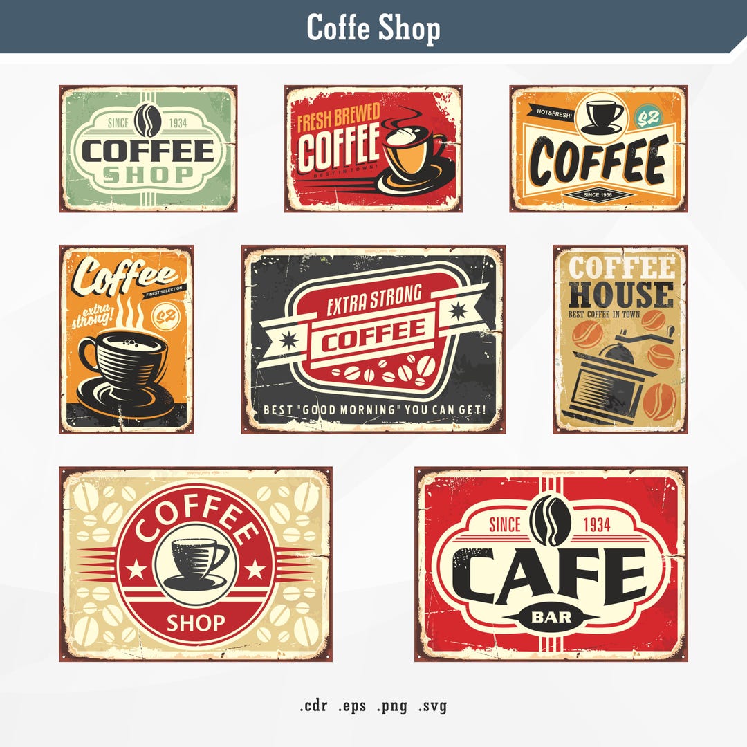 Coffee Shop Set SVG | Digital Vector - Etsy