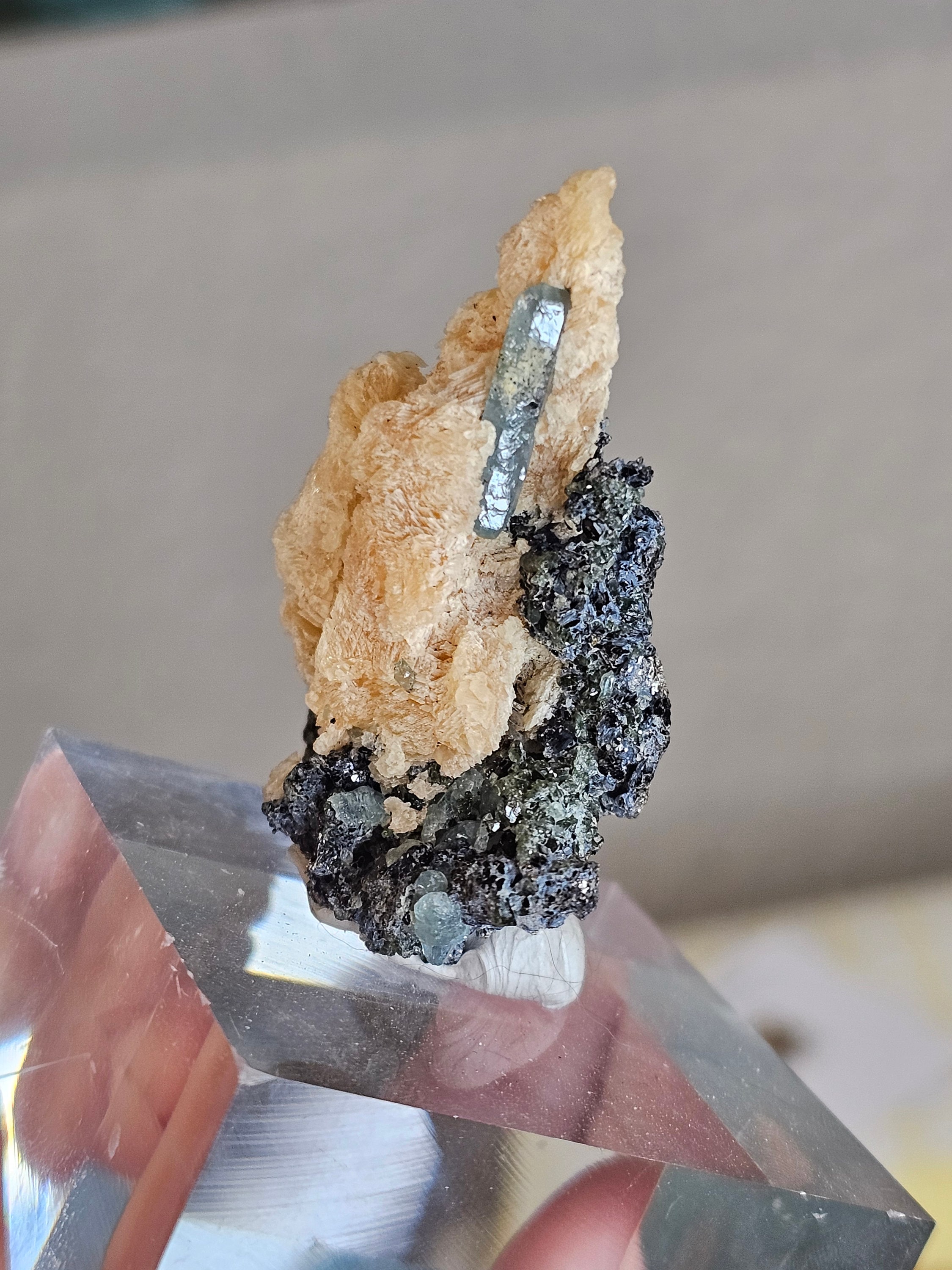 Gem Blue Apatite With Orange Calcite and Biotite - Etsy